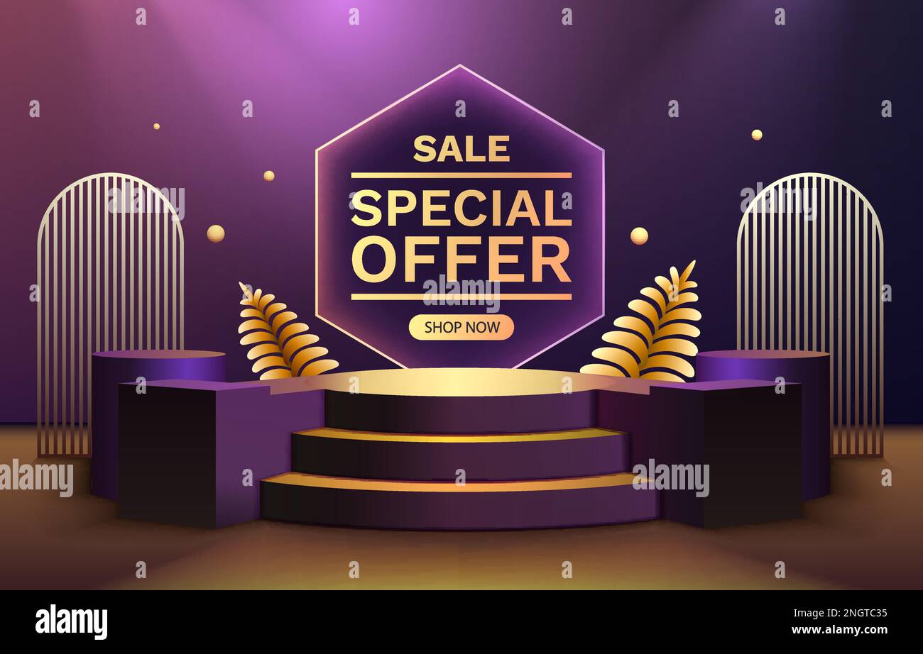 Mega sale special offer, Stage podium percent, Stage Podium Scene with ...