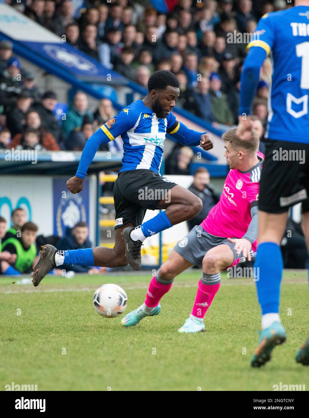 Chester, Cheshire, England 18th February 2023. Chester's Kieran Coates ...