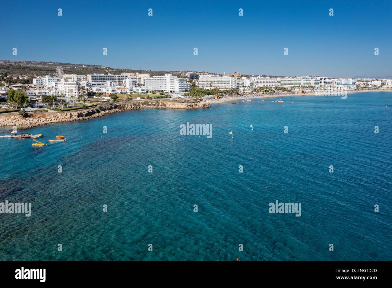 Aerial view of Protaras resort in Famagusta District, Cyprus island ...