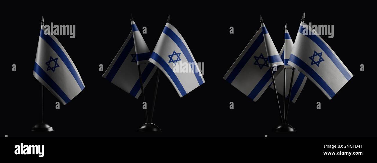 Small national flags of the Israel on a black background Stock Photo ...