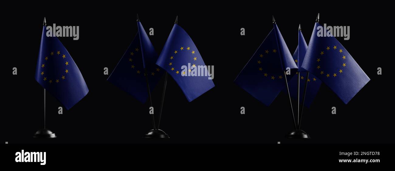 Small national flags of the European Union on a black background Stock ...