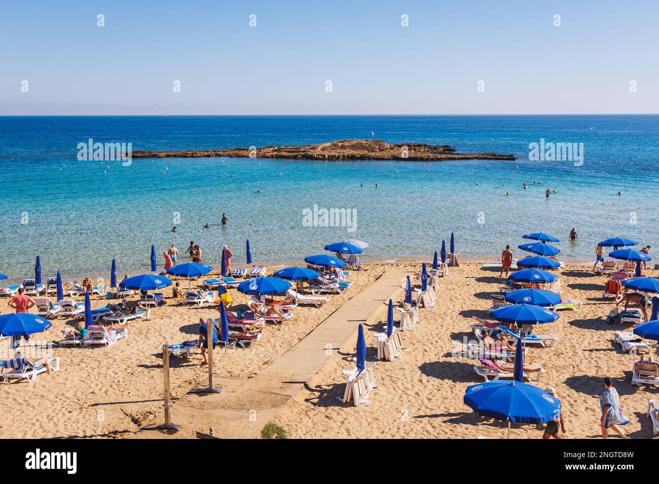 Fig Tree beach and Fig Tree Bay Islet in Protaras resort in Famagusta ...
