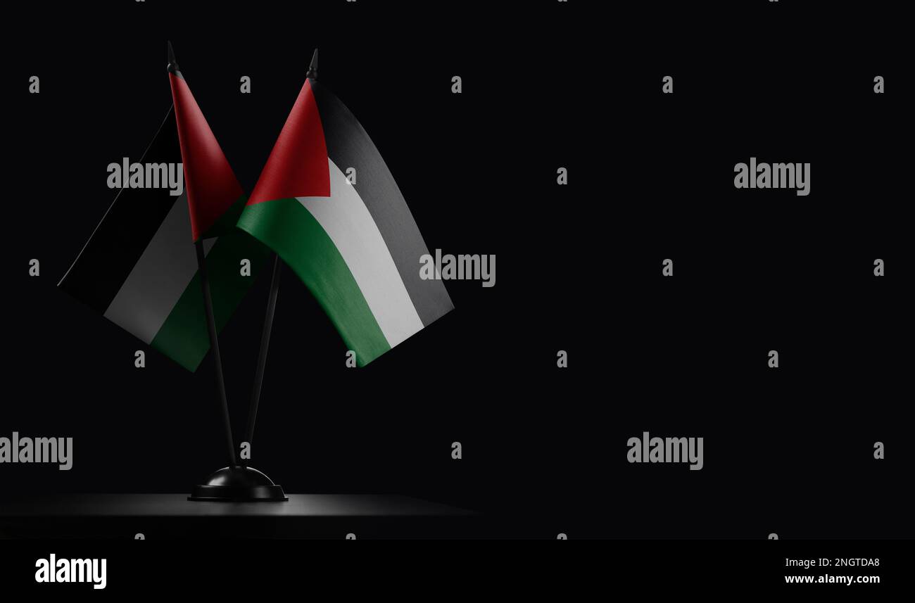Small national flags of the Palestine on a black background Stock Photo ...
