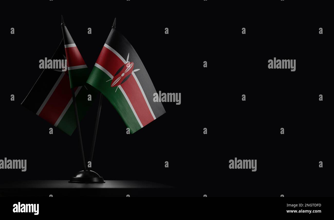 Small national flags of the Kenya on a black background Stock Photo - Alamy