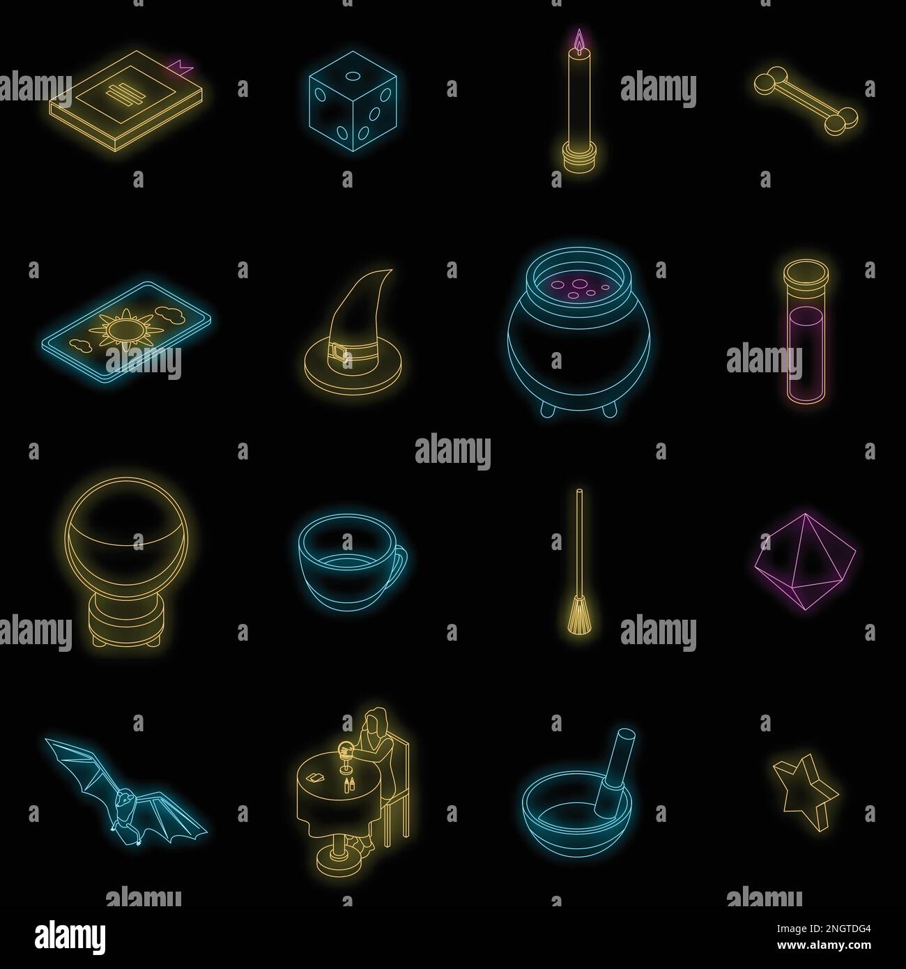 Fortune teller icons set. Isometric set of fortune teller vector icons ...