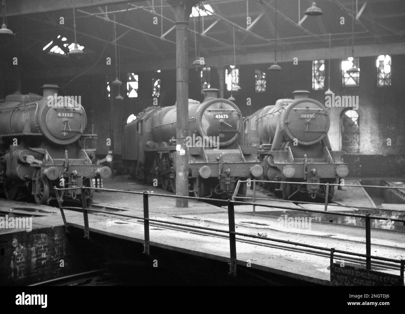 Leeds Holbeck Roundhouse, with a 4MT, 8Fa and Jubilee No 45675 Hardy ...