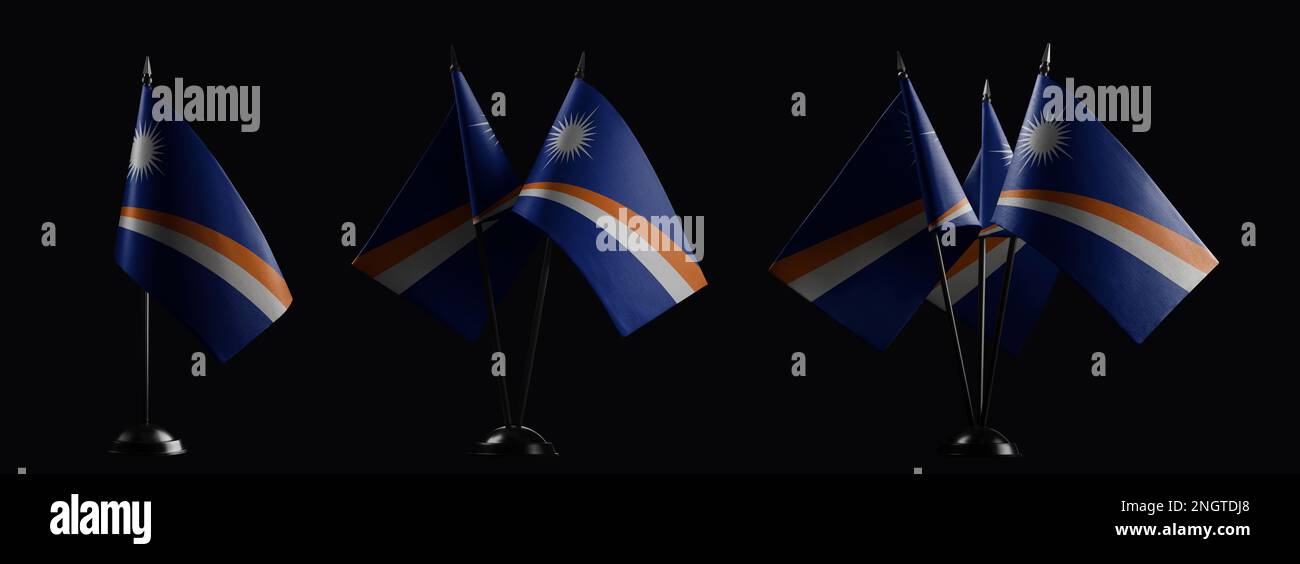 Small national flags of the Marshall on a black background Stock Photo ...