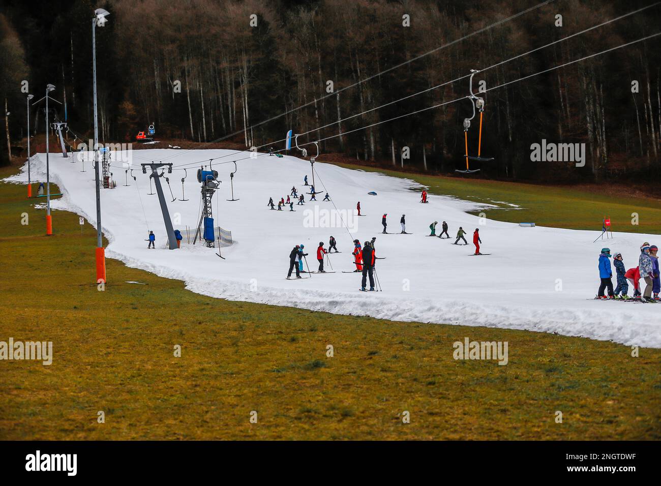Ruhpolding, Germany. 19th Feb, 2023. Winter sports enthusiasts ski in ...