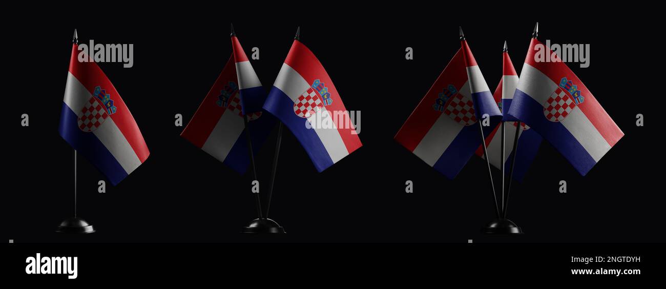 Small national flags of the Croatia on a black background Stock Photo ...