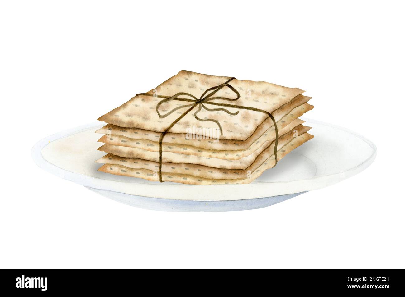 Hand drawn stack of Matzah for Jewish Passover isolated on a white ...