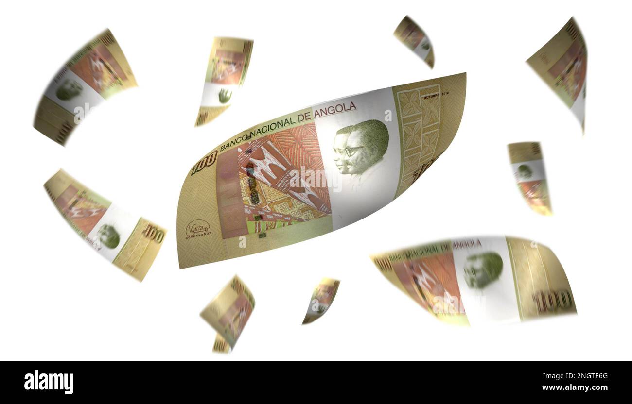 3D Illustration Angola 100 Kwanza Flying Money Banknote Stock Photo - Alamy