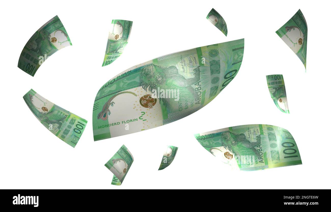 3D Illustration Aruba 100 Florin Flying Money Banknote Stock Photo - Alamy