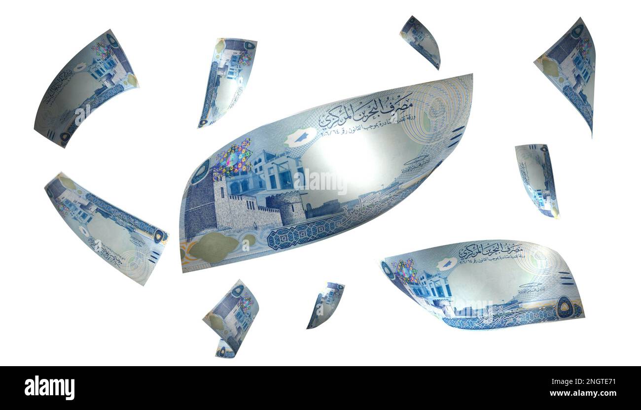 3D Illustration Bahrain 5 Dinar Flying Money Banknote Stock Photo - Alamy