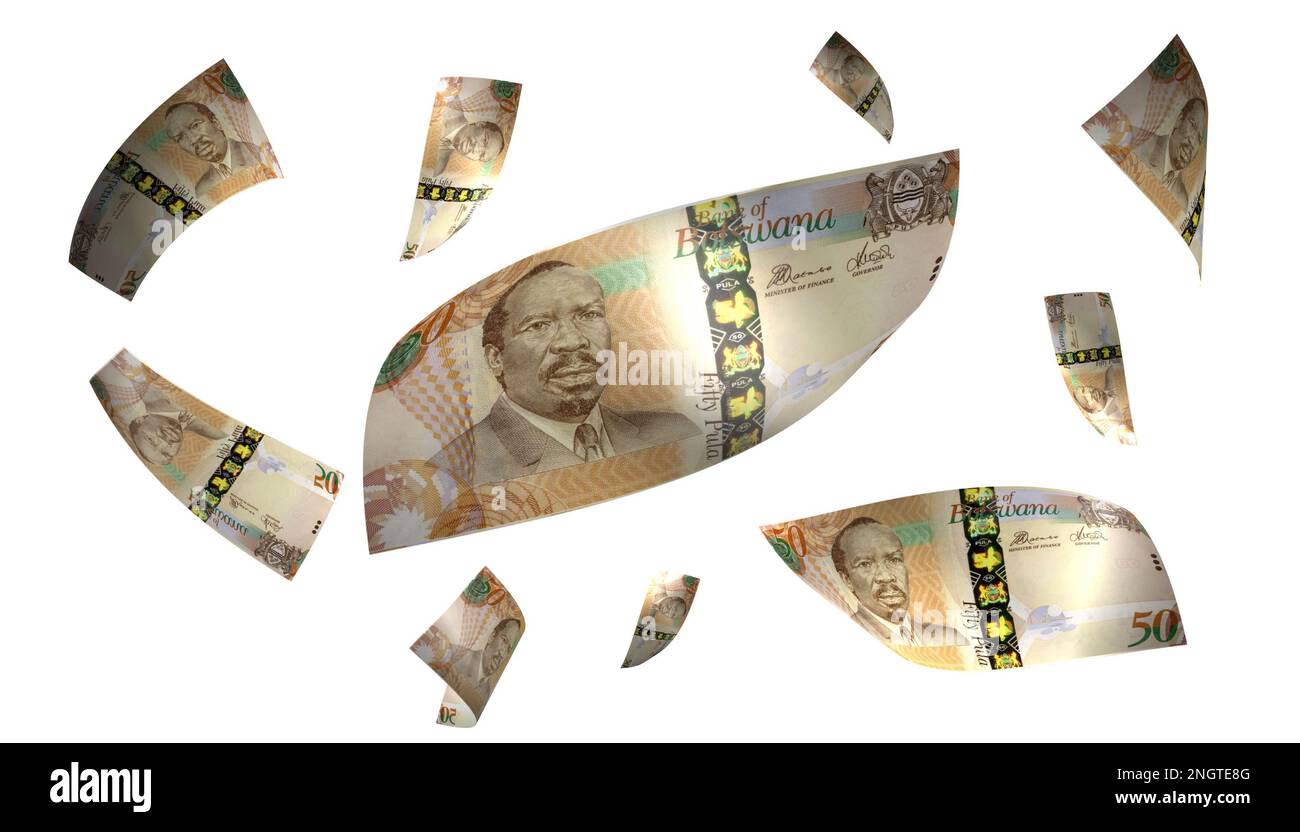 3D Illustration Botswana 50 Pula Flying Money Banknote Stock Photo - Alamy