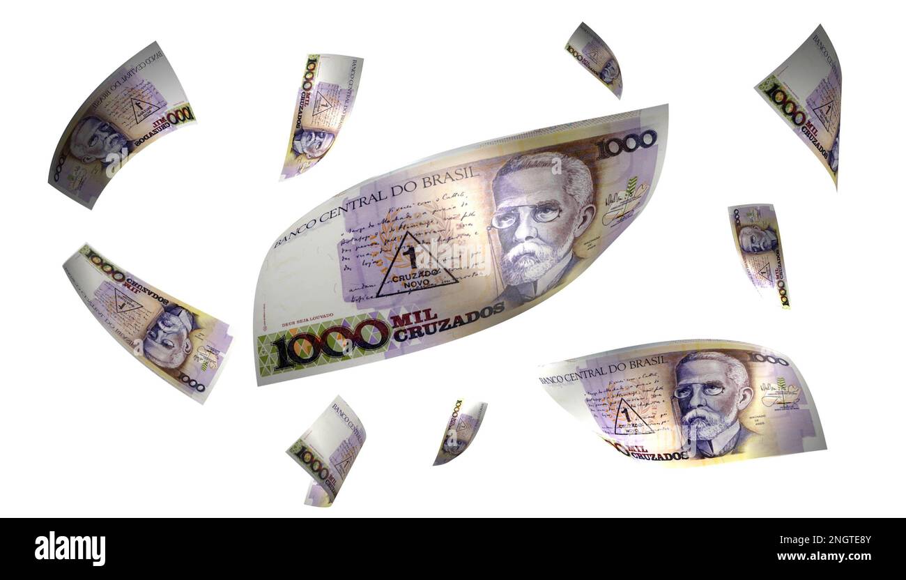 3D Illustration Brazil 1000 Cruzeiros Flying Money Banknote Stock Photo ...