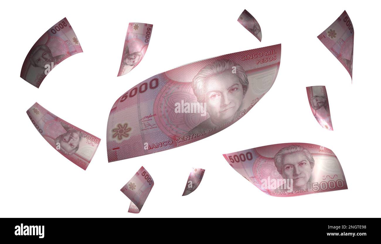 3D Illustration Chile 5000 Pesos Flying Money Banknote Stock Photo - Alamy