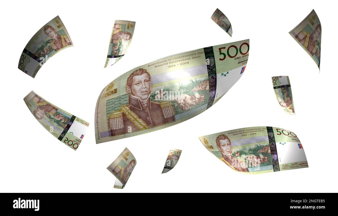 3D Illustration Haiti 500 Gourdes Flying Money Banknote Stock Photo - Alamy