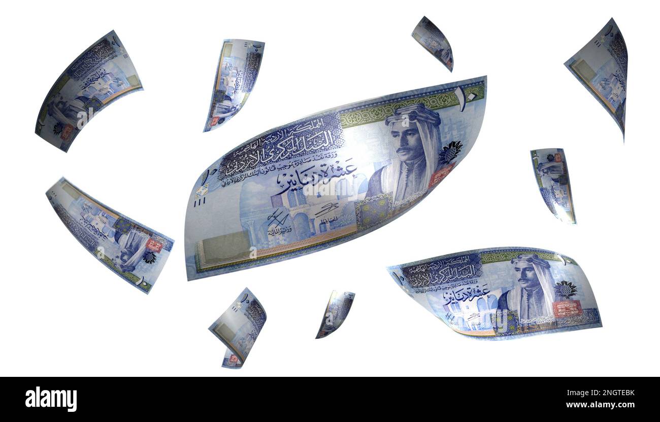 3D Illustration Jordan 10 Dinars Flying Money Banknote Stock Photo - Alamy