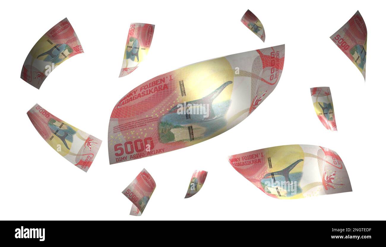 3D Illustration Madagascar 5000 Ariary Flying Money Banknote Stock ...
