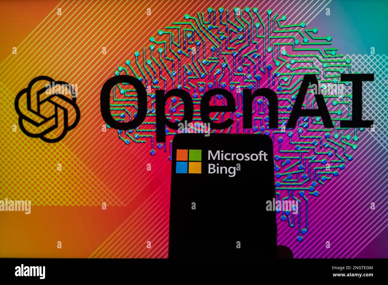 OpenAI displayed on screen with Microsoft Bing on mobile seen in this ...