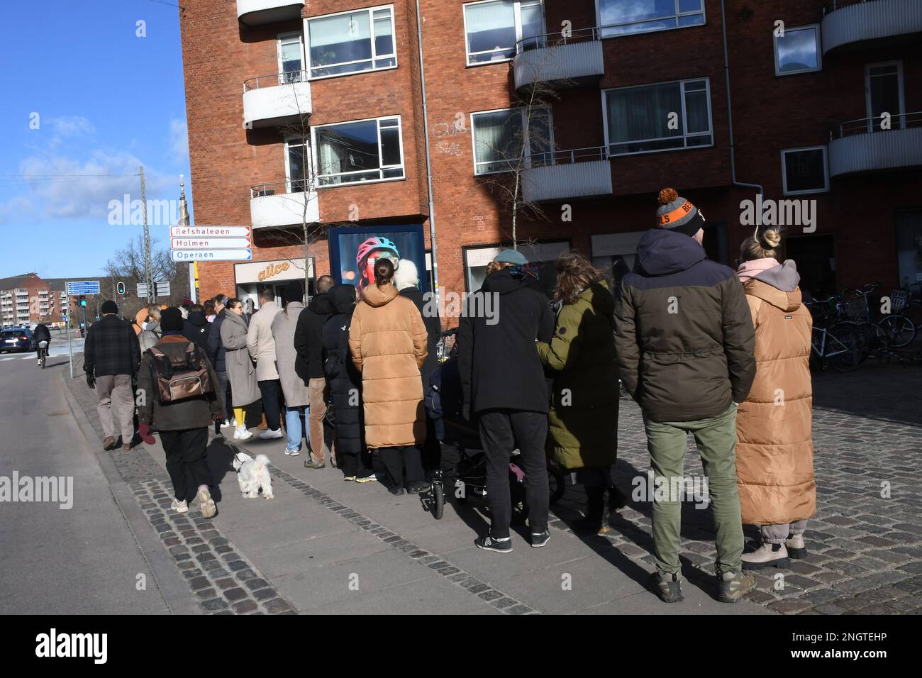 Copenhagen /Denmark/19 February 2023/ .People waiting in lines to shop ...