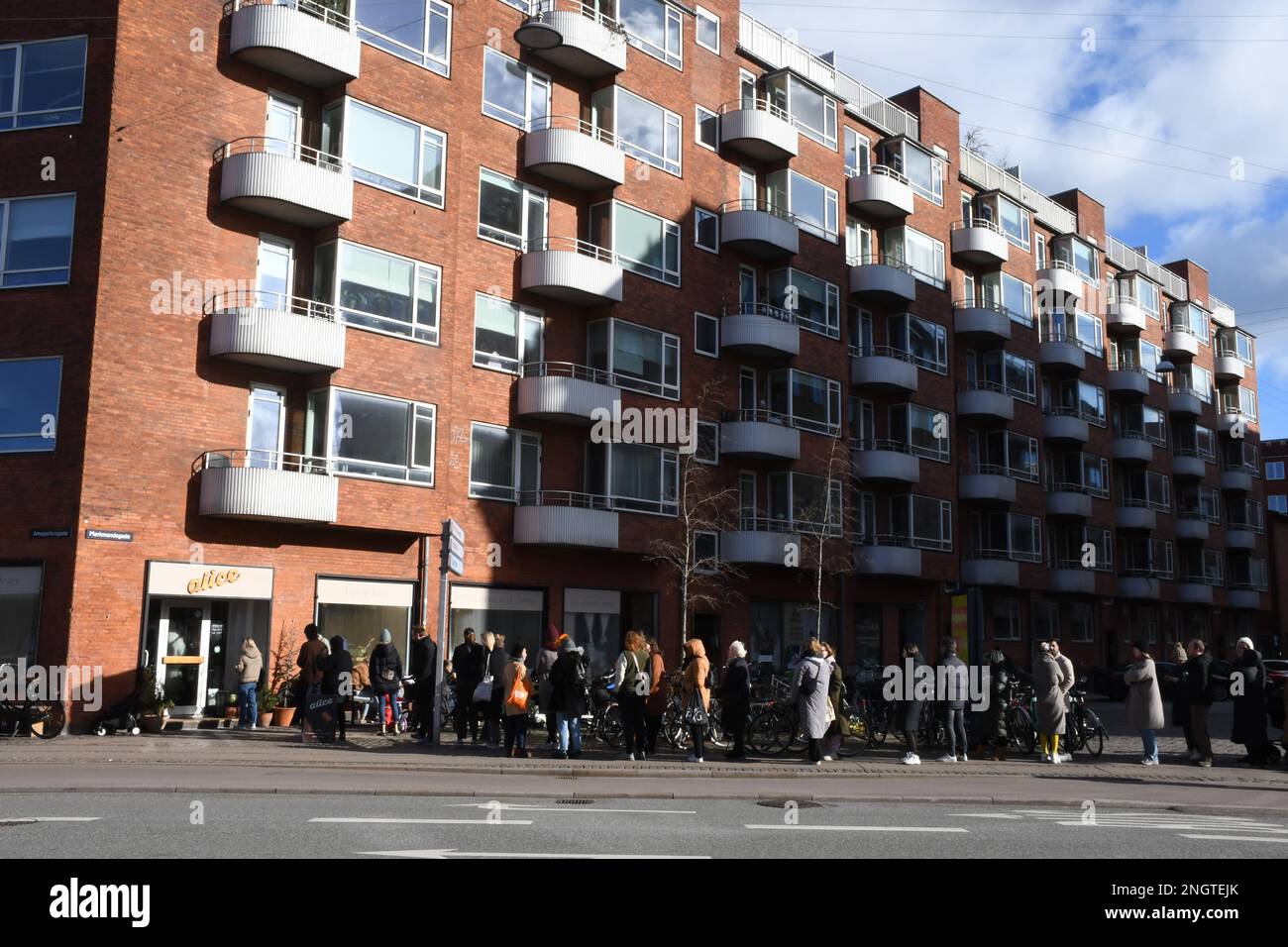 Copenhagen /Denmark/19 February 2023/ .People waiting in lines to shop ...