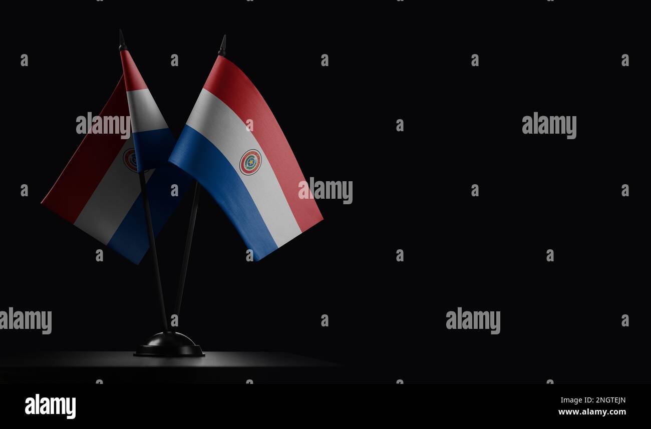Small national flags of the Paraguay on a black background Stock Photo ...