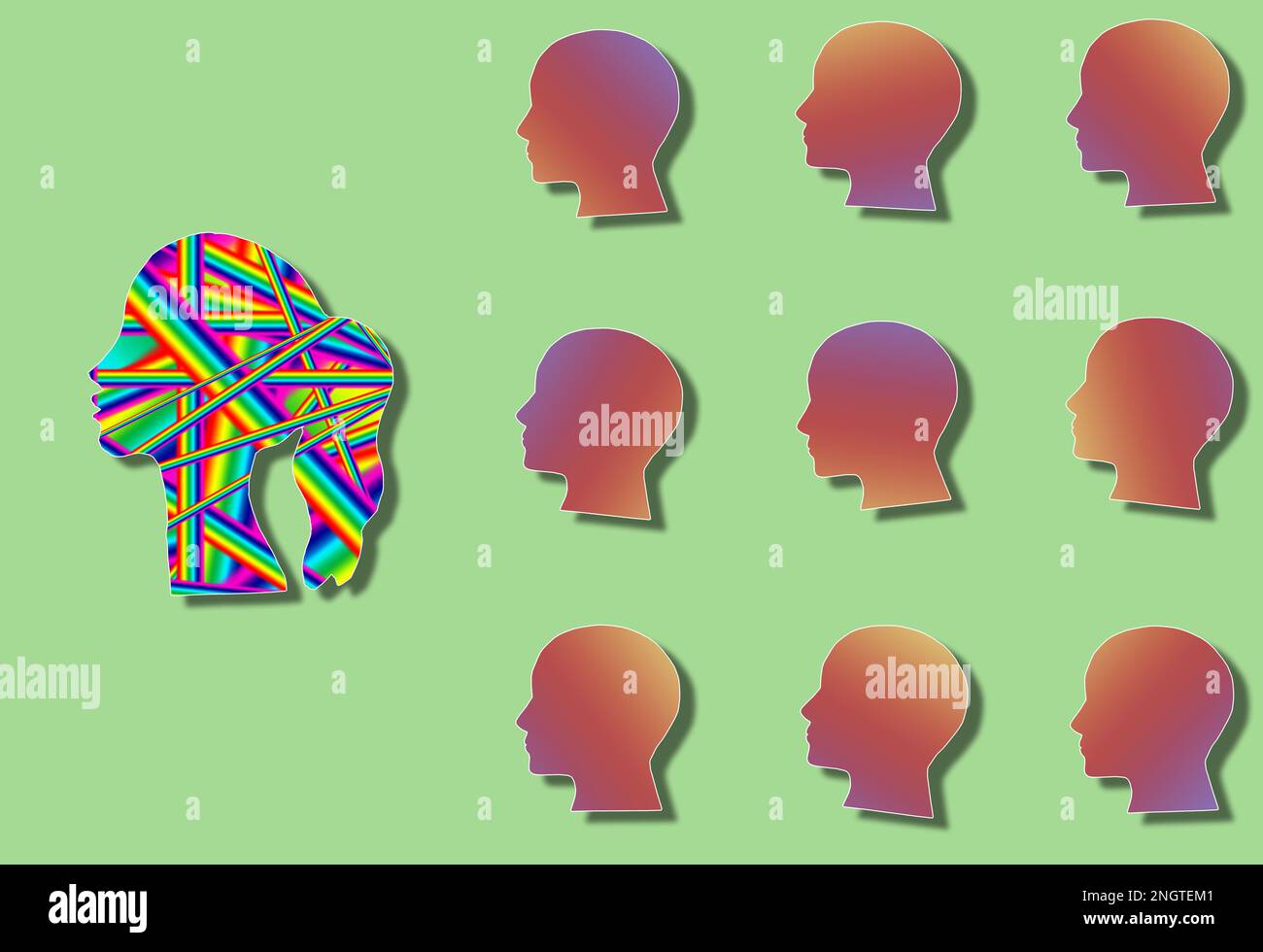 a woman with a vision, a strong leader, men follow her Stock Photo - Alamy