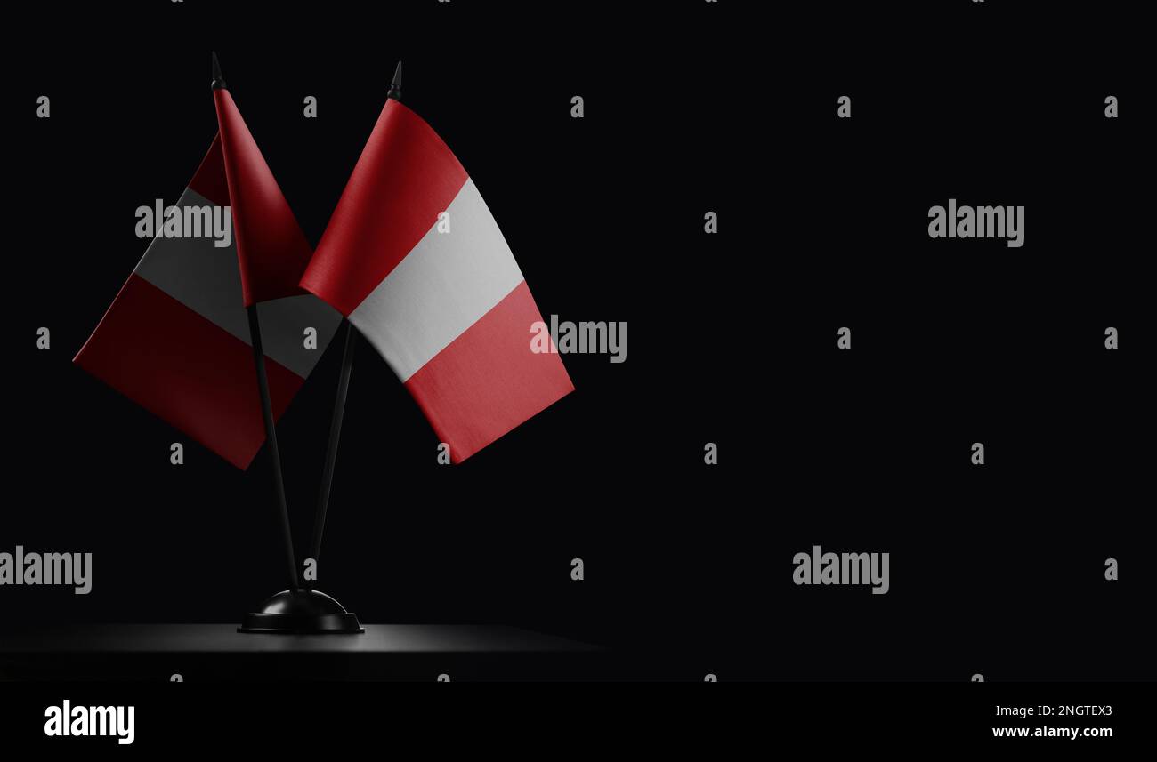 Small national flags of the Peru on a black background Stock Photo - Alamy