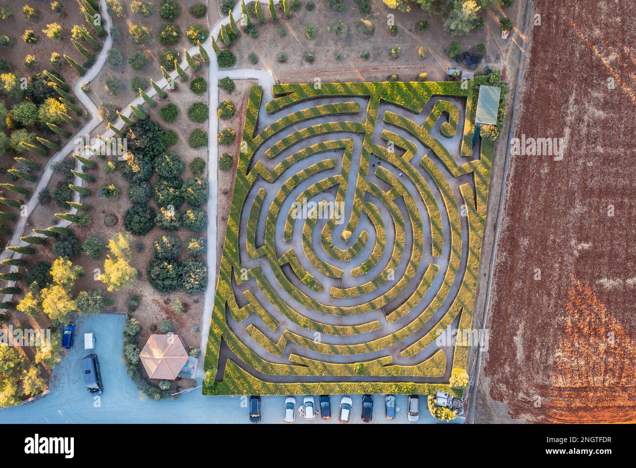 Maze in CyHerbia Botanical Park and Labyrinth in Cyprus island country ...