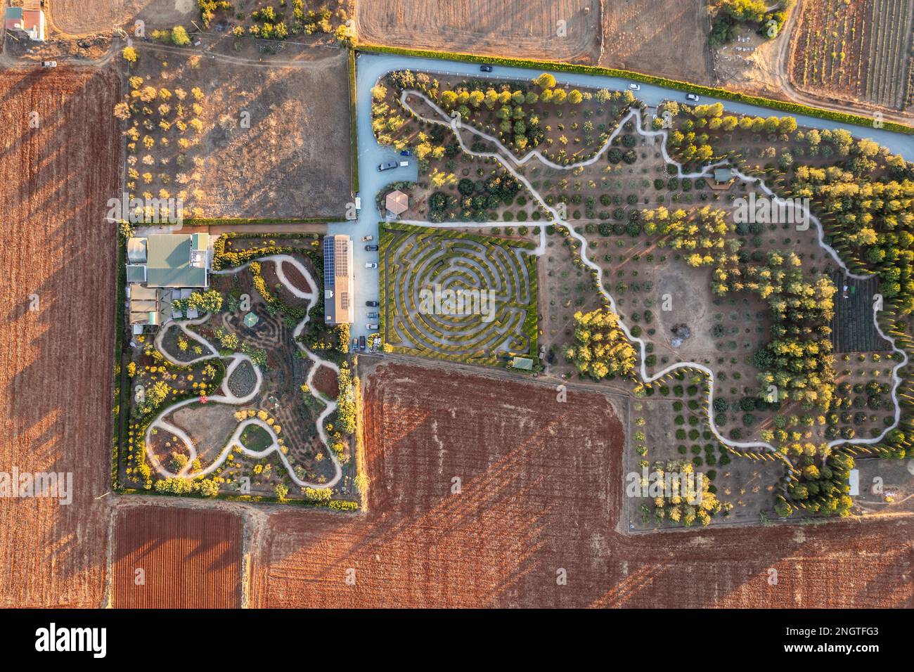 Aerea of CyHerbia Botanical Park and Labyrinth in Cyprus island country ...