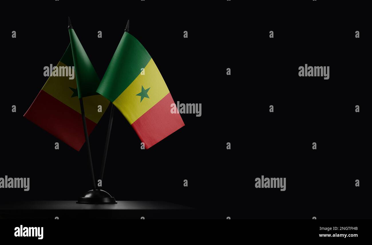 Small national flags of the Senegal on a black background Stock Photo ...