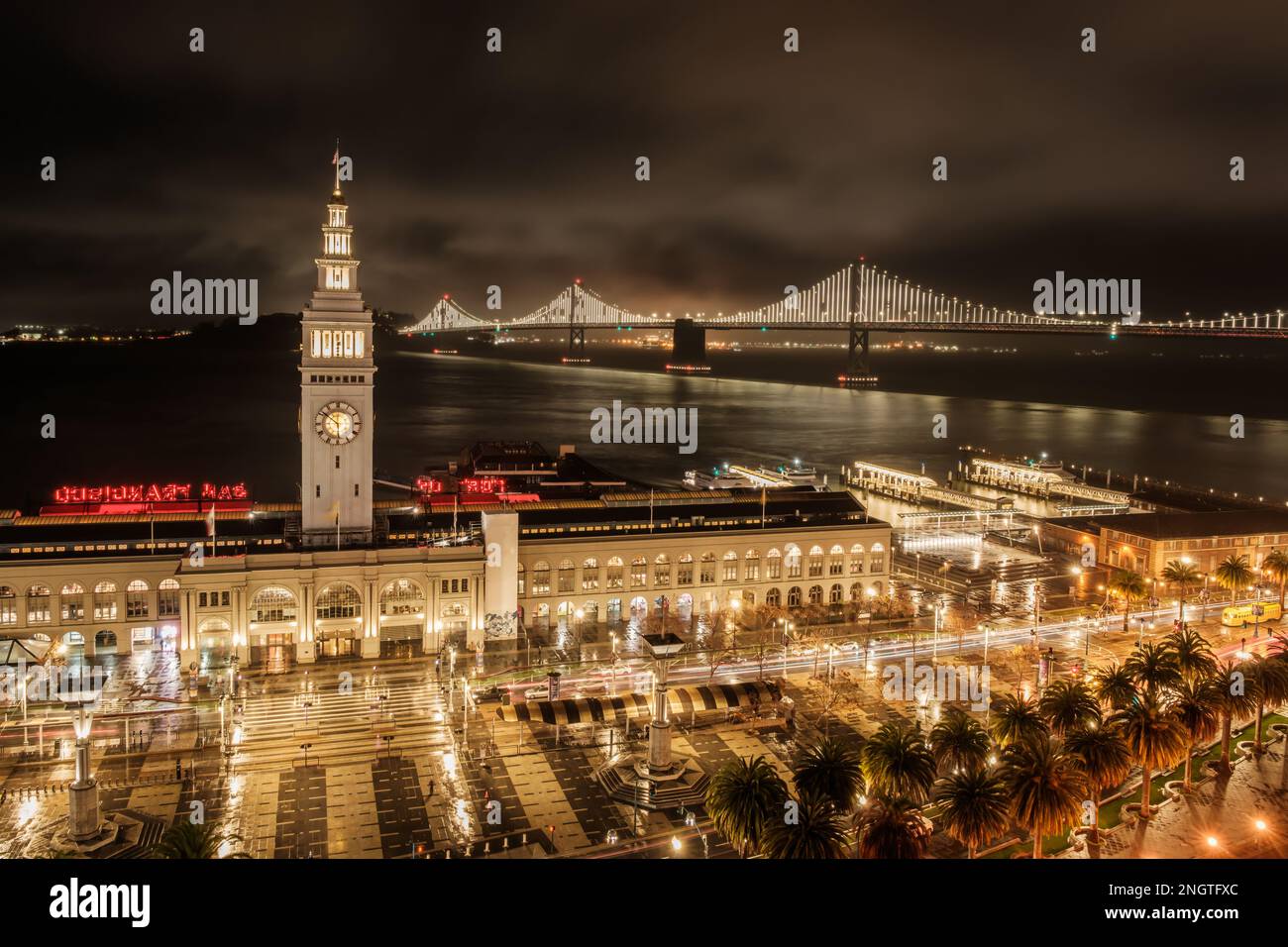 San Francisco, USA - December 30th 2022: Night time view of Harry ...