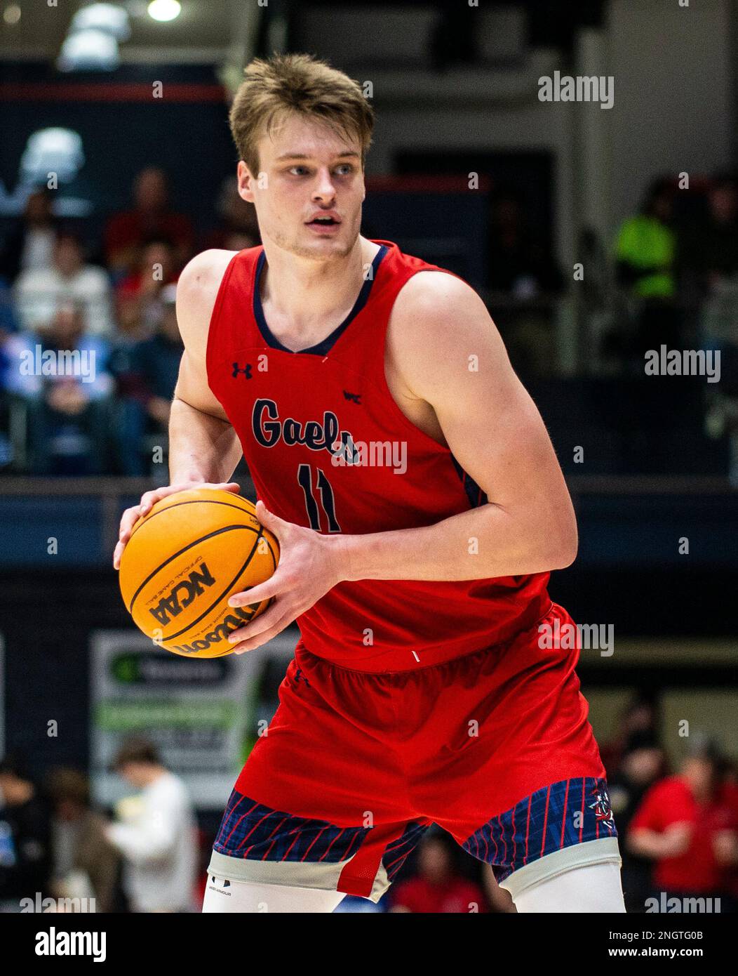 February 18 2023 Moraga, CA U.S.A. St. Mary's center Mitchell Saxen (11 ...