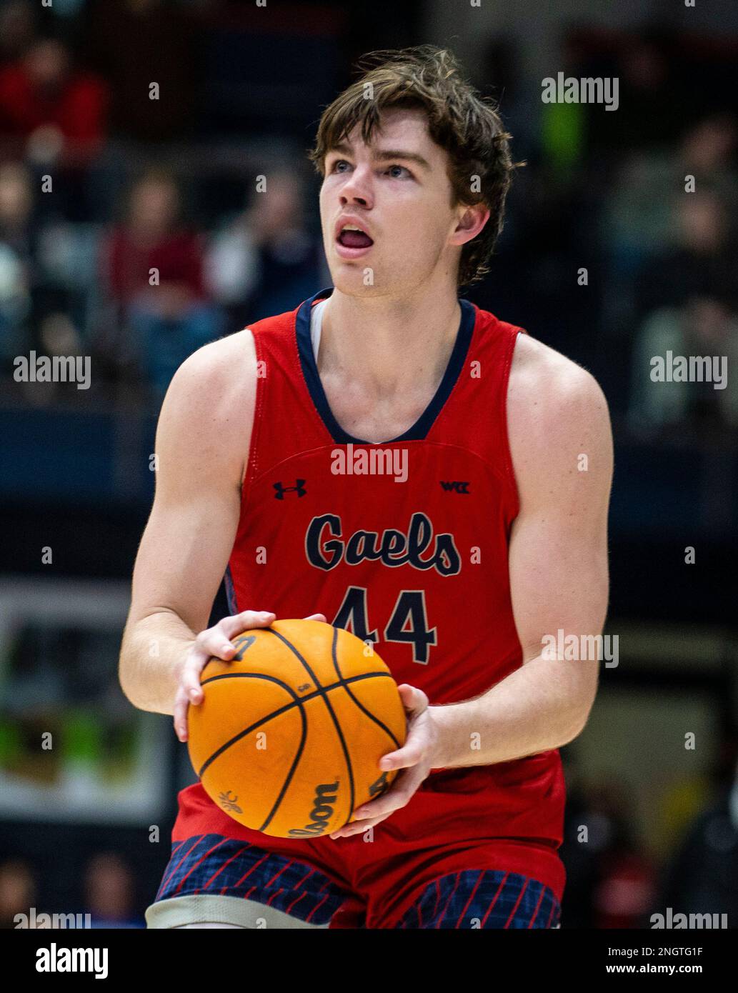 February 18 2023 Moraga, CA U.S.A. St. Mary's guard Alex Ducas (44 ...