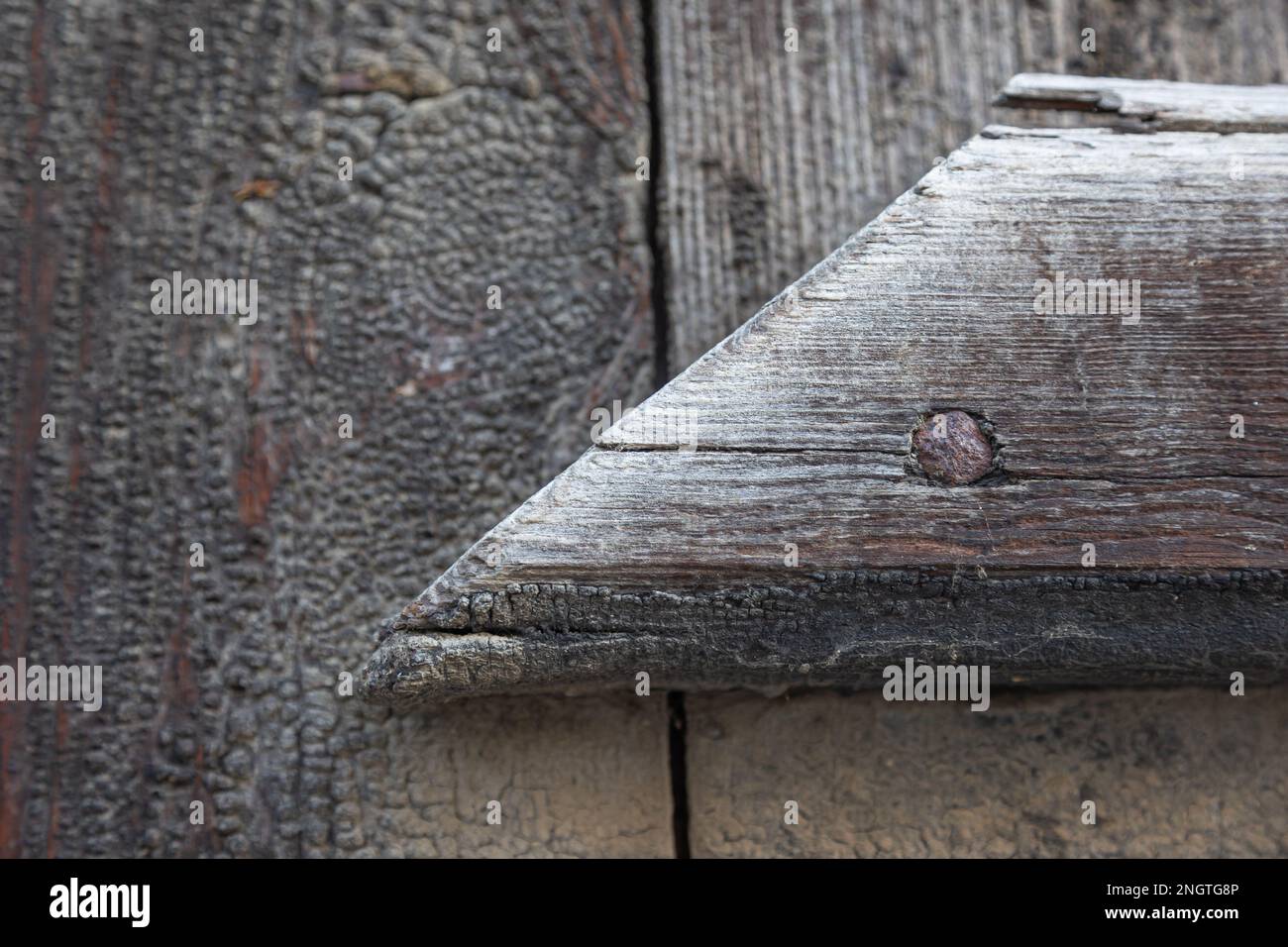 Old weathered wooden beam with distinctive grain - texture, pattern ...