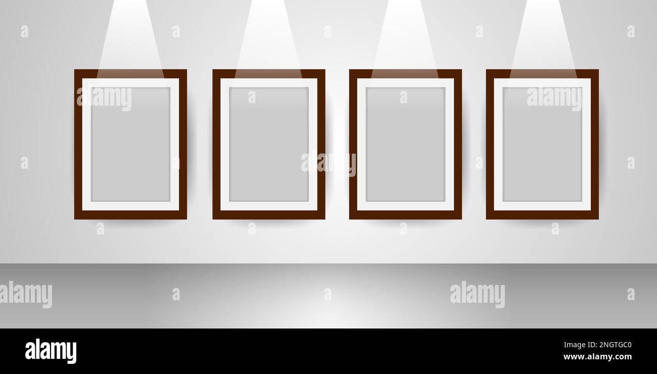 empty gallery interior in warm light background by vector design Stock ...