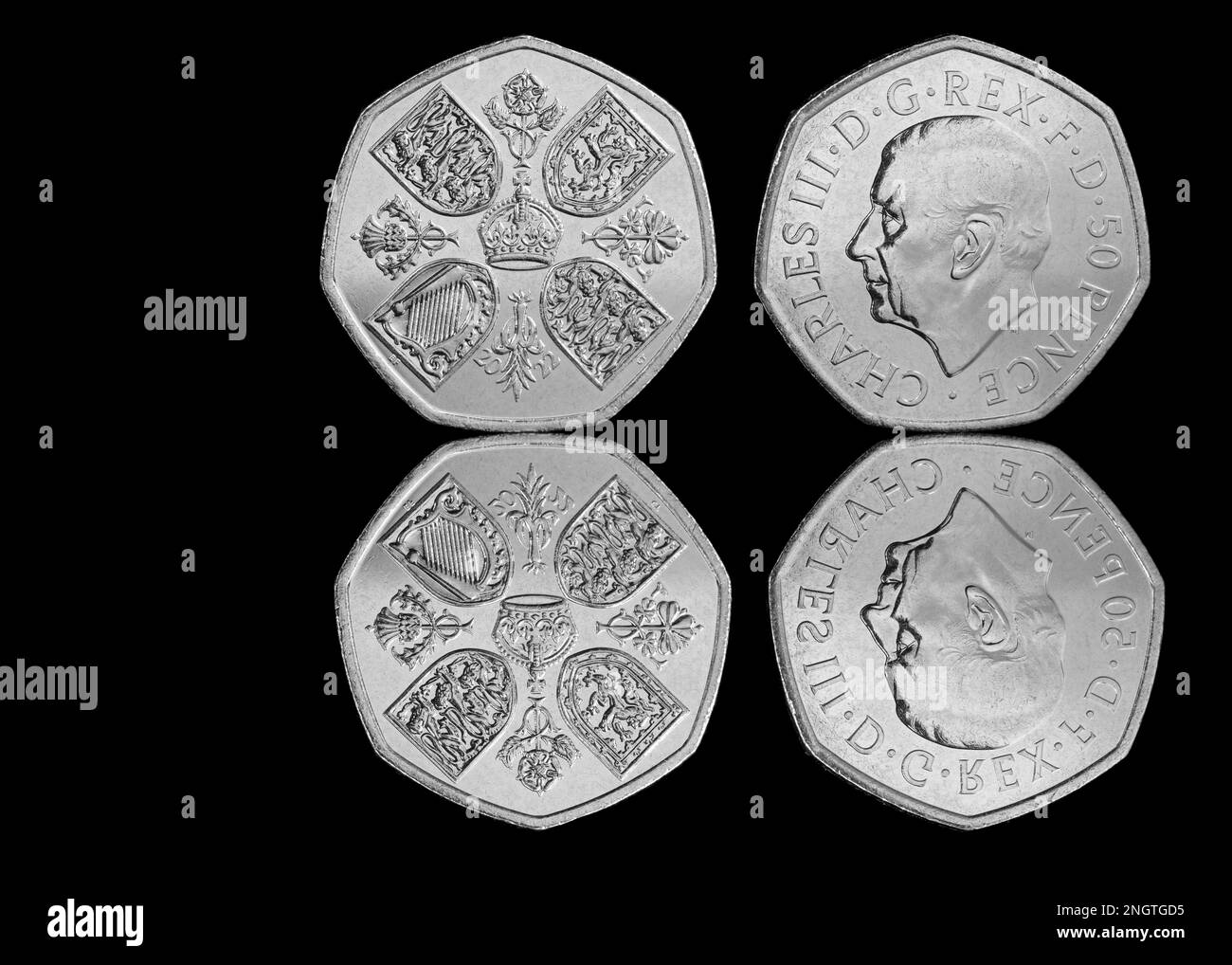 The new 50 pence coin featuring the first coin portrait of King Charles ...