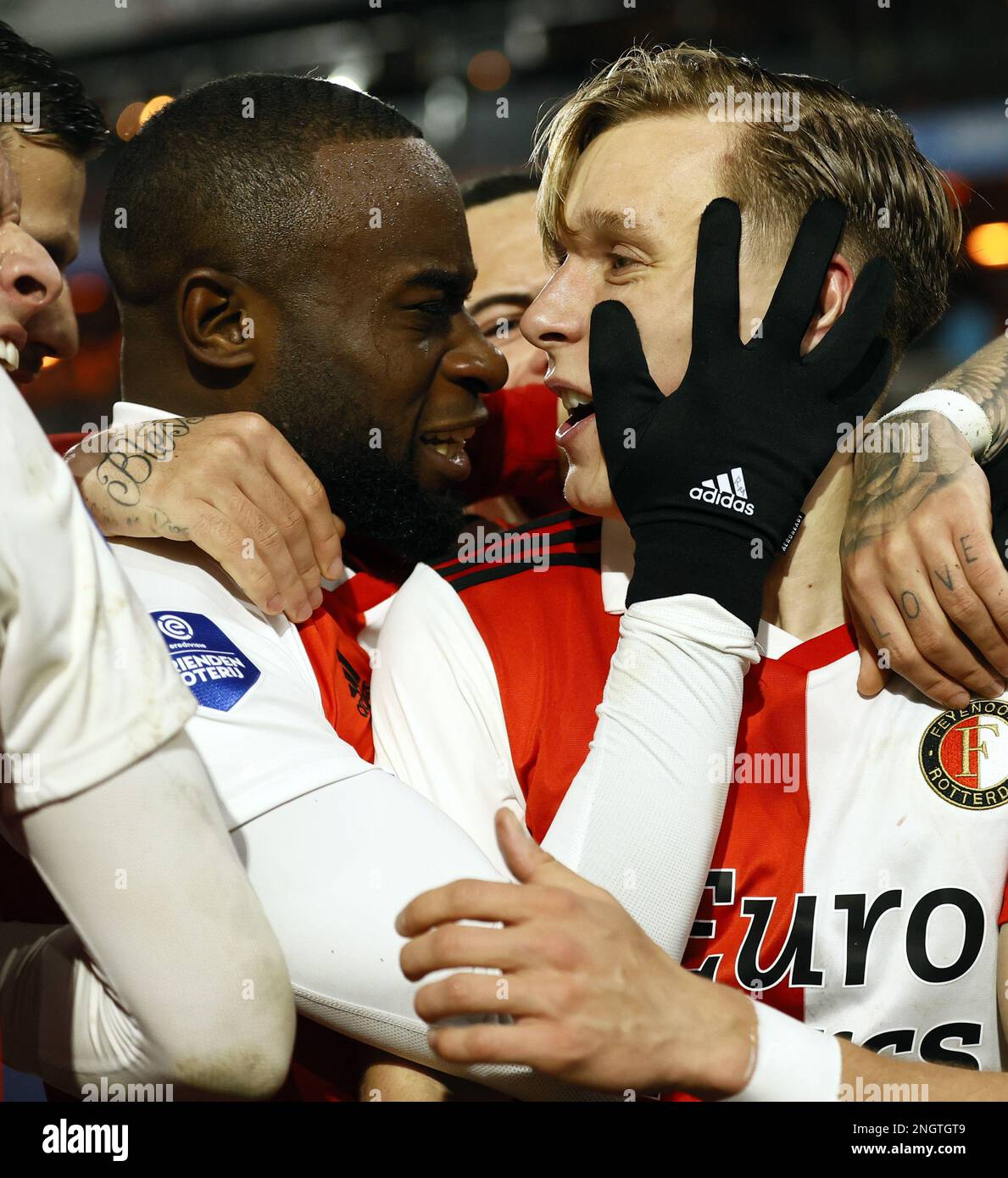 ROTTERDAM - (lr) Lutsharel Geertruida of Feyenoord, Marcus Holmgren ...
