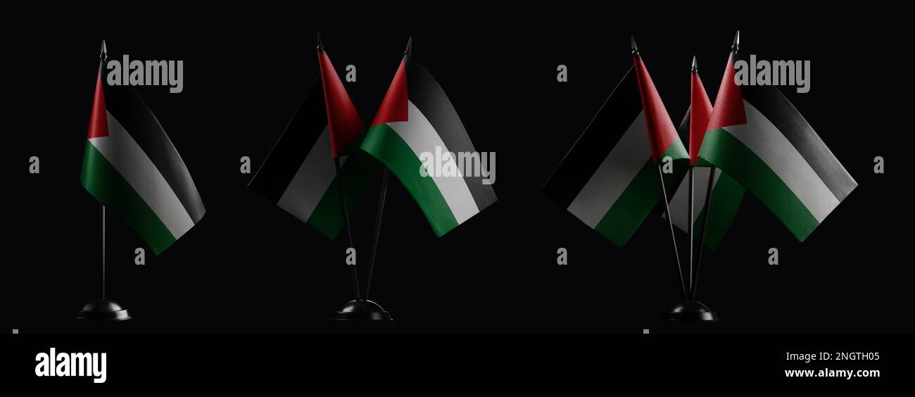 Small national flags of the Palestine on a black background Stock Photo ...