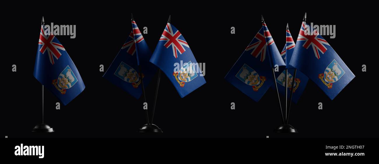 Small national flags of the Falkland Islands on a black background ...