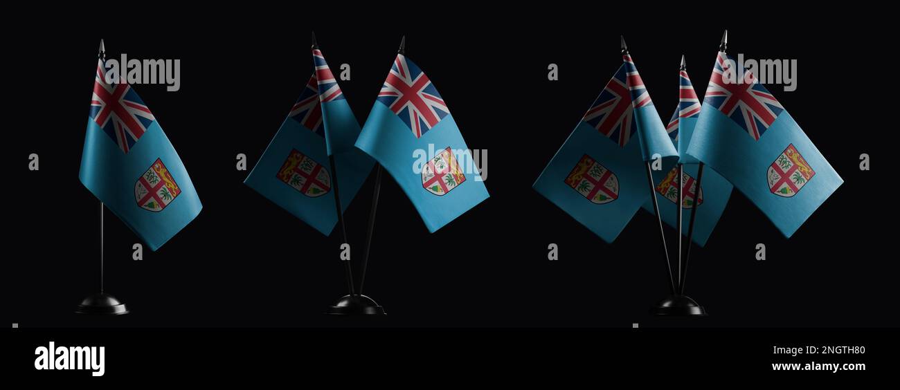 Small national flags of the Fiji on a black background Stock Photo - Alamy