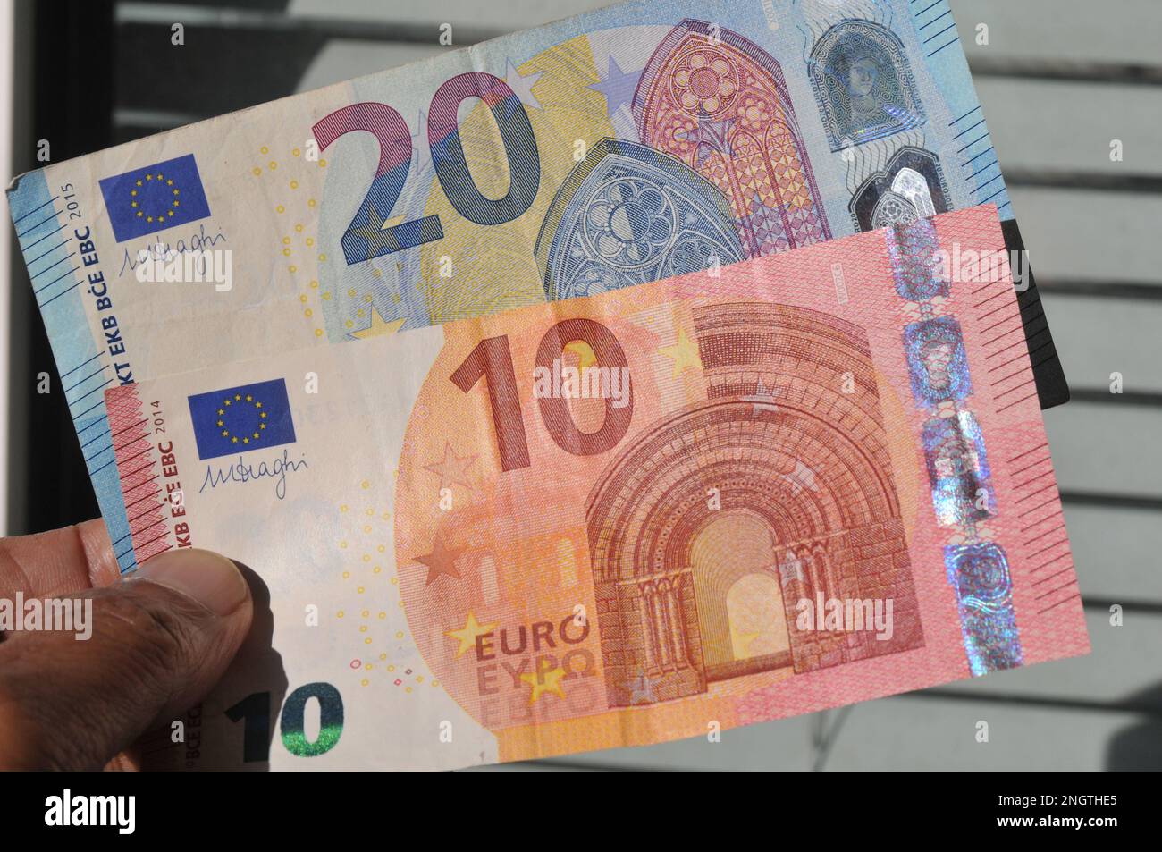 Copenhagen/Denmark/19 February 2023/ Euro currency notes in danish ...