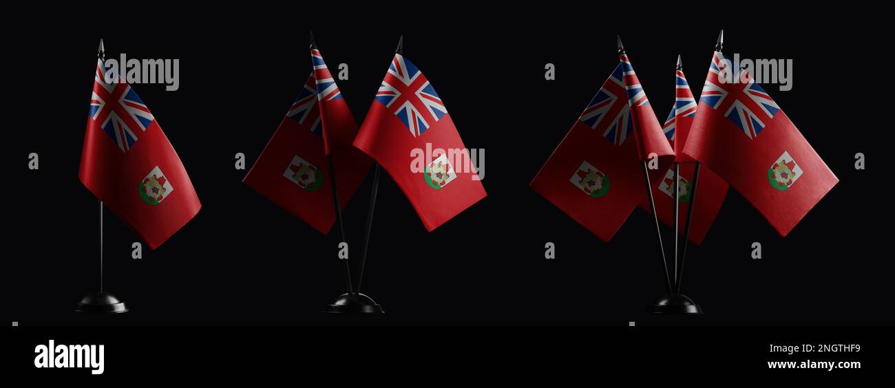 Small national flags of the Bermuda on a black background Stock Photo ...