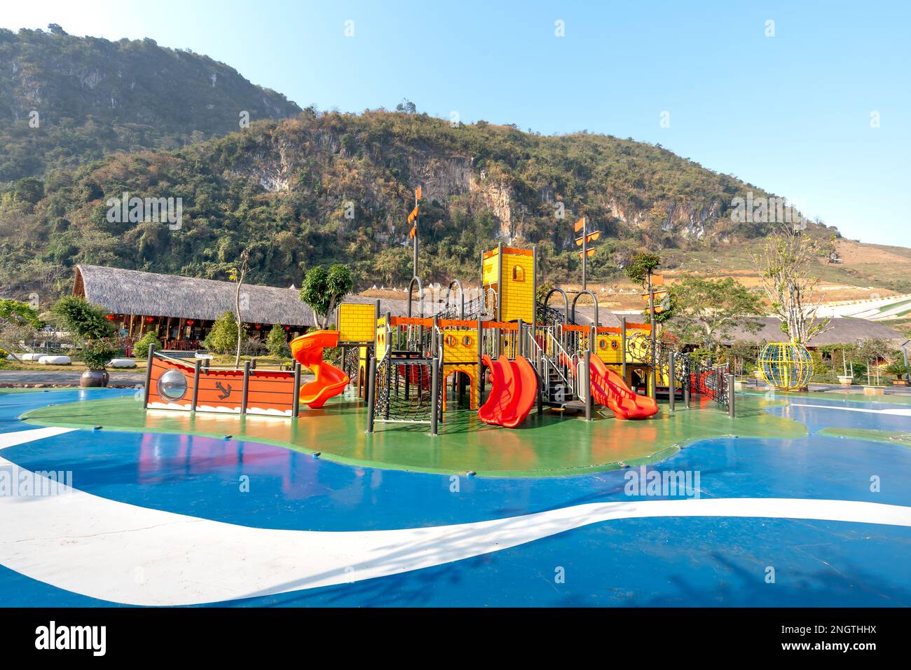 Children's play area at Moc Chau Island complex tourist area, Moc Chau ...