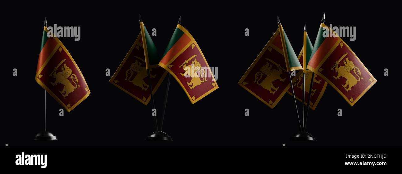 Small national flags of the Sri Lanka on a black background Stock Photo ...