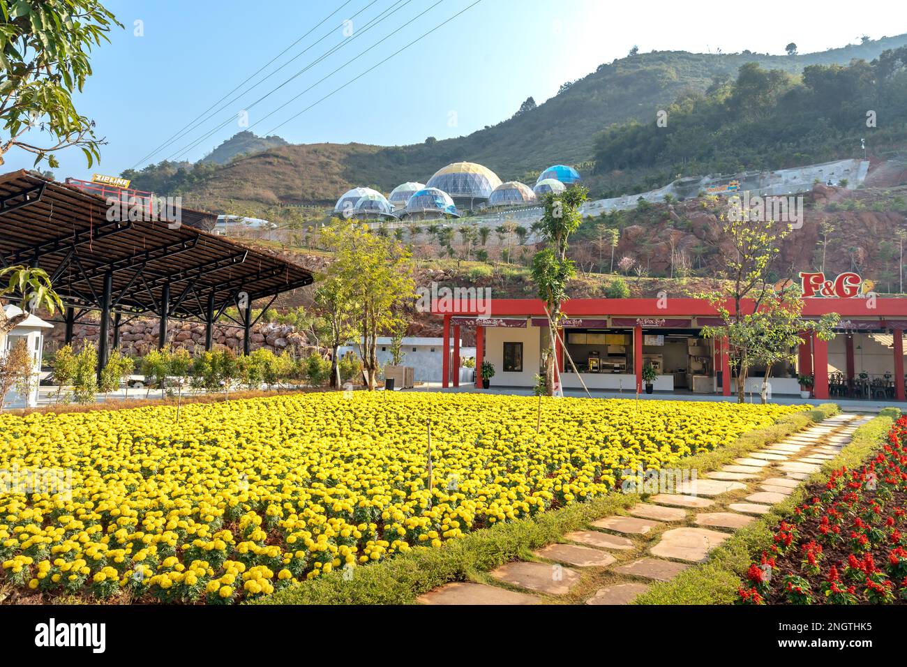 Exterior view of a fast food restaurant at the complex tourist area of ...