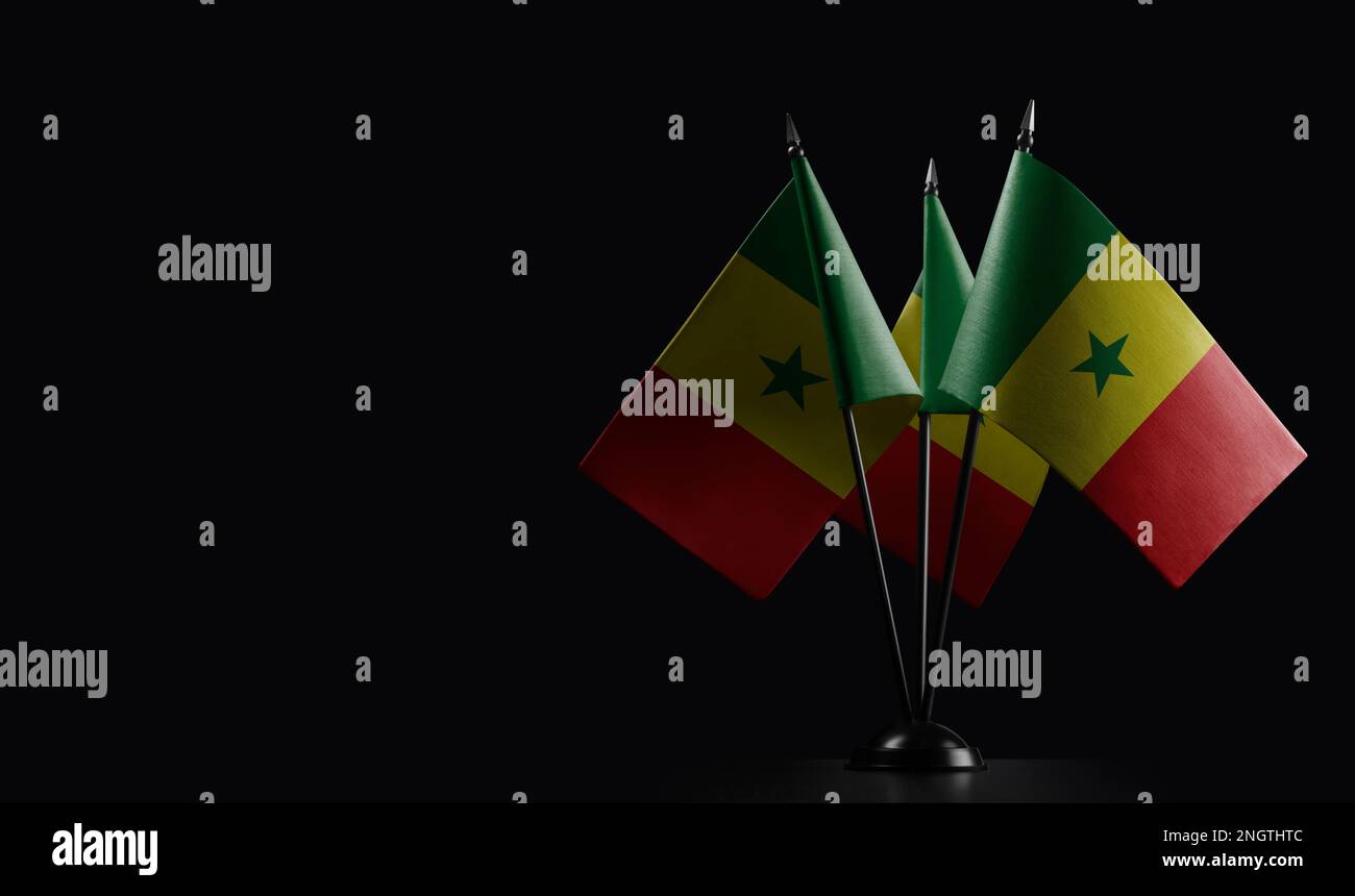 Small national flags of the Senegal on a black background Stock Photo ...
