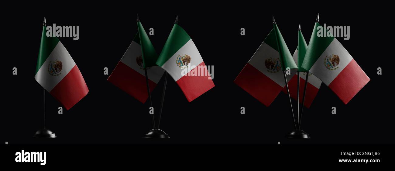Small national flags of the Mexico on a black background Stock Photo ...