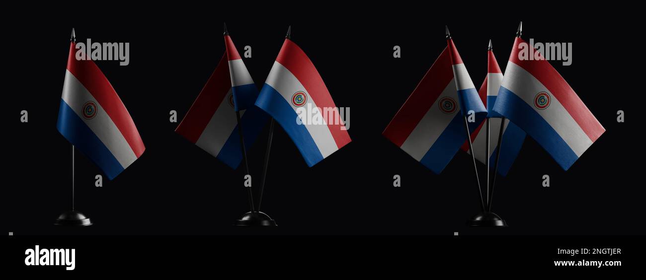 Small national flags of the Paraguay on a black background Stock Photo ...